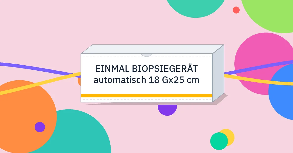 Symbolbild: Packung mit der Aufschrift EINMAL BIOPSIEGERÄT automatisch 18 Gx25 cm (PZN 18812135) – Verfügbarkeit und Bezug in Apotheken in Frankfurt am Main