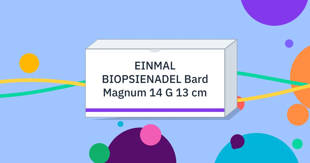 Symbolbild: Packung mit der Aufschrift EINMAL BIOPSIENADEL Bard Magnum 14 G 13 cm (PZN 16617731) – Verfügbarkeit und Bezug in Apotheken in Frankfurt am Main