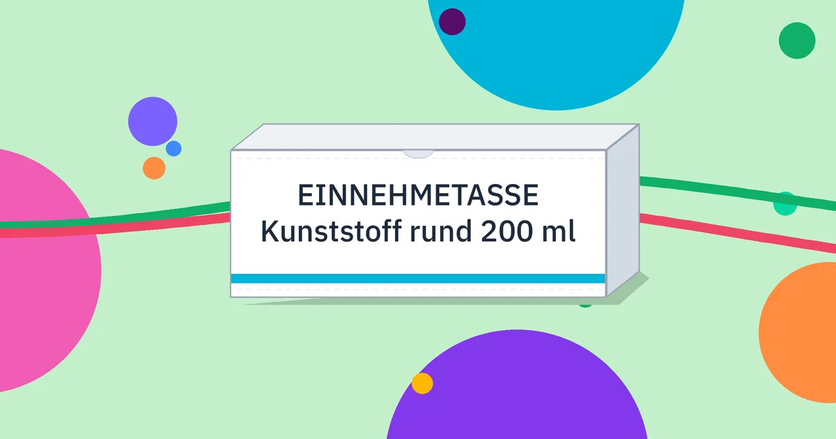 Symbolbild: Packung mit der Aufschrift EINNEHMETASSE Kunststoff rund 200 ml (PZN 19179958) – Verfügbarkeit und Bezug in Apotheken in Frankfurt am Main