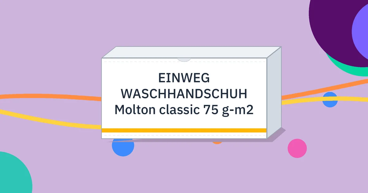 Symbolbild: Packung mit der Aufschrift EINWEG WASCHHANDSCHUH Molton classic 75 g-m2 (PZN 12394398) – Verfügbarkeit und Bezug in Apotheken in Frankfurt am Main