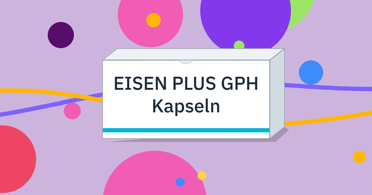 Symbolbild: Packung mit der Aufschrift EISEN PLUS GPH Kapseln (PZN 16935678) – Verfügbarkeit und Bezug in Apotheken in Frankfurt am Main