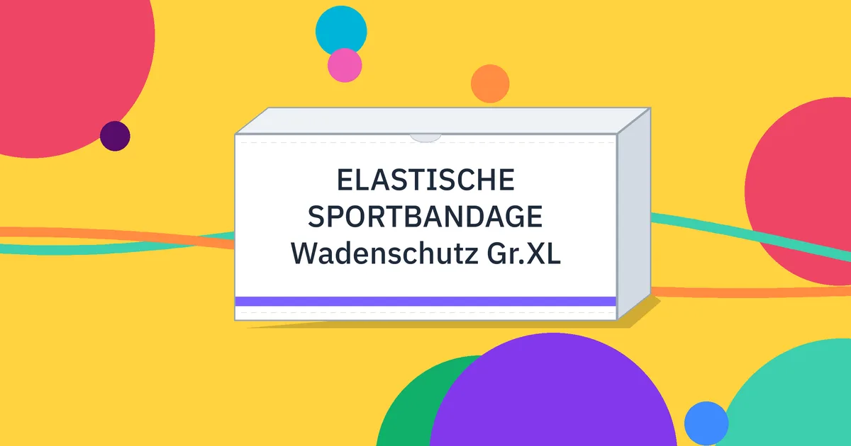Symbolbild: Packung mit der Aufschrift ELASTISCHE SPORTBANDAGE Wadenschutz Gr.XL (PZN 15249969) – Verfügbarkeit und Bezug in Apotheken in Frankfurt am Main