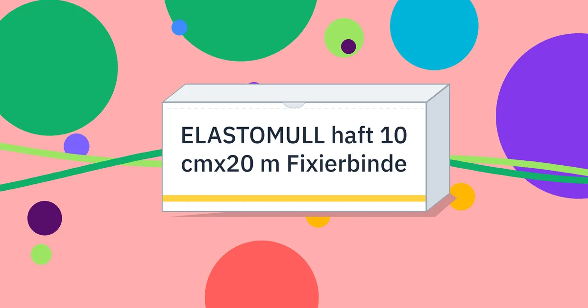 Symbolbild: Packung mit der Aufschrift ELASTOMULL haft 10 cmx20 m Fixierbinde (PZN 18395111) – Verfügbarkeit und Bezug in Apotheken in Frankfurt am Main
