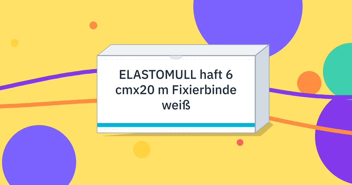 Symbolbild: Packung mit der Aufschrift ELASTOMULL haft 6 cmx20 m Fixierbinde weiß (PZN 12776154) – Verfügbarkeit und Bezug in Apotheken in Frankfurt am Main
