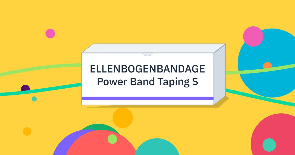 Symbolbild: Packung mit der Aufschrift ELLENBOGENBANDAGE Power Band Taping S (PZN 15383981) – Verfügbarkeit und Bezug in Apotheken in Frankfurt am Main