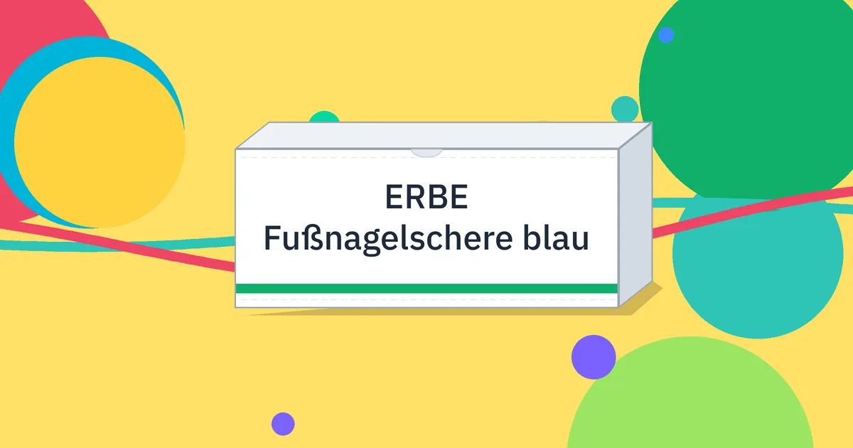 Symbolbild: Packung mit der Aufschrift ERBE Fußnagelschere blau (PZN 15887339) – Verfügbarkeit und Bezug in Apotheken in Frankfurt am Main