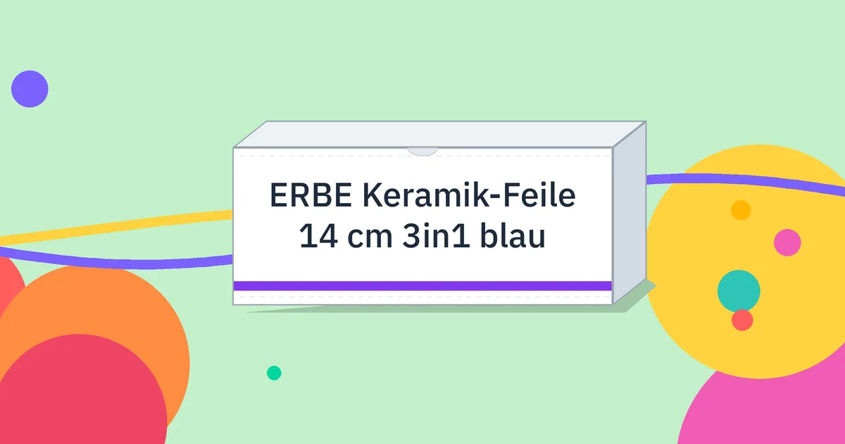 Symbolbild: Packung mit der Aufschrift ERBE Keramik-Feile 14 cm 3in1 blau (PZN 20052890) – Verfügbarkeit und Bezug in Apotheken in Frankfurt am Main