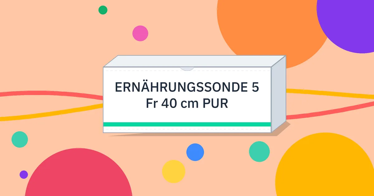 Symbolbild: Packung mit der Aufschrift ERNÄHRUNGSSONDE 5 Fr 40 cm PUR (PZN 00975049) – Verfügbarkeit und Bezug in Apotheken in Frankfurt am Main