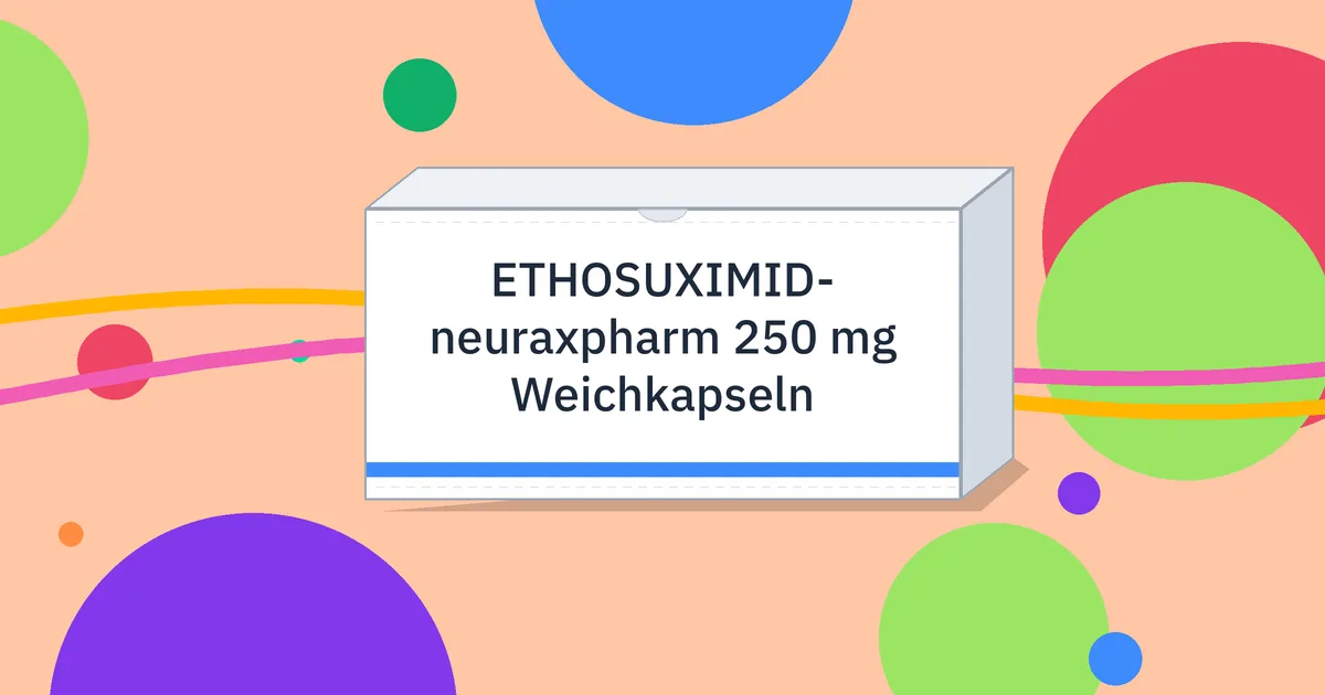 Symbolbild: Packung mit der Aufschrift ETHOSUXIMID-neuraxpharm 250 mg Weichkapseln (PZN 13157022) – Verfügbarkeit und Bezug in Apotheken in Frankfurt am Main