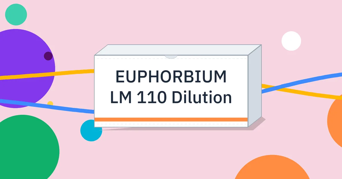Symbolbild: Packung mit der Aufschrift EUPHORBIUM LM 110 Dilution (PZN 13483514) – Verfügbarkeit und Bezug in Apotheken in Frankfurt am Main
