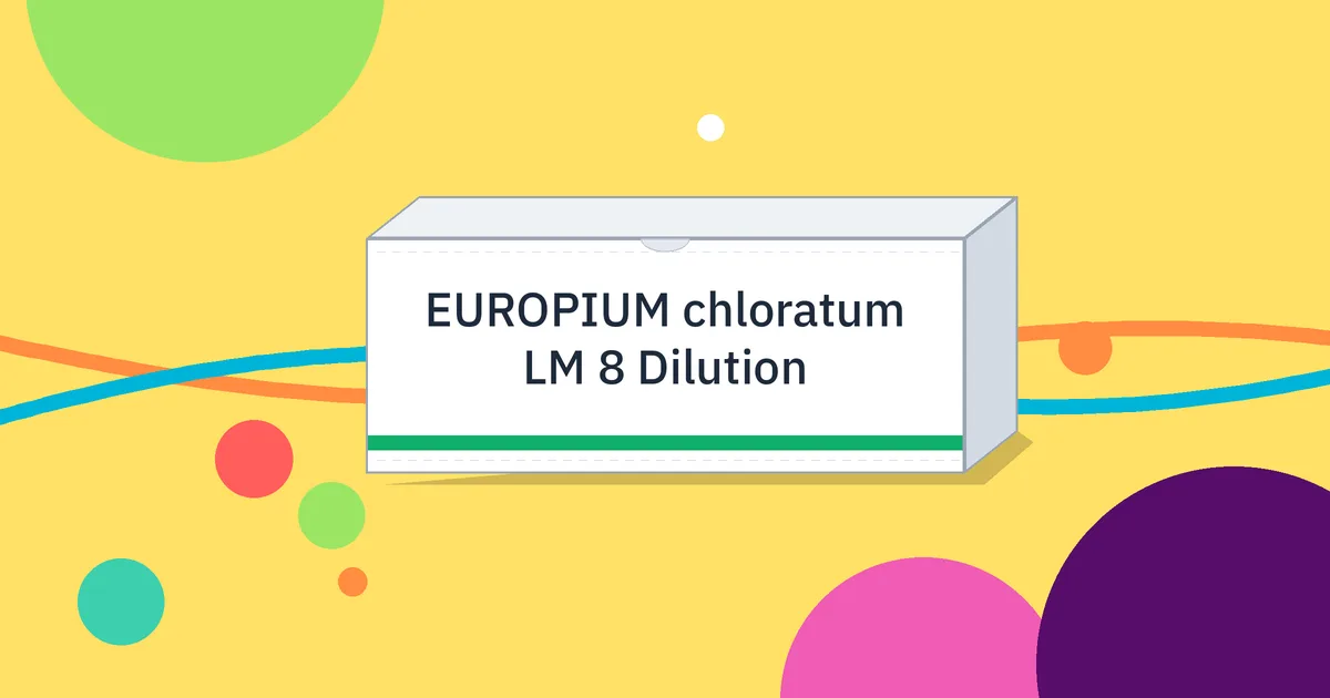 Symbolbild: Packung mit der Aufschrift EUROPIUM chloratum LM 8 Dilution (PZN 13484117) – Verfügbarkeit und Bezug in Apotheken in Frankfurt am Main