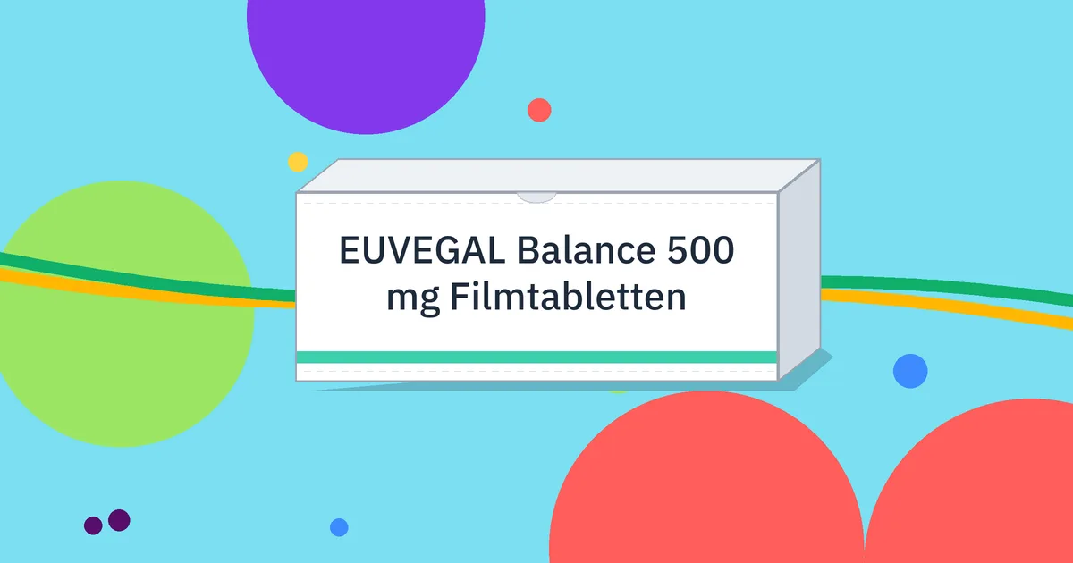 Symbolbild: Packung mit der Aufschrift EUVEGAL Balance 500 mg Filmtabletten (PZN 00930615) – Verfügbarkeit und Bezug in Apotheken in Frankfurt am Main