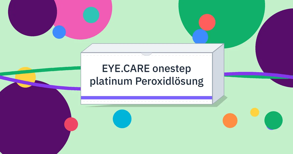 Symbolbild: Packung mit der Aufschrift EYE.CARE onestep platinum Peroxidlösung (PZN 20196330) – Verfügbarkeit und Bezug in Apotheken in Frankfurt am Main