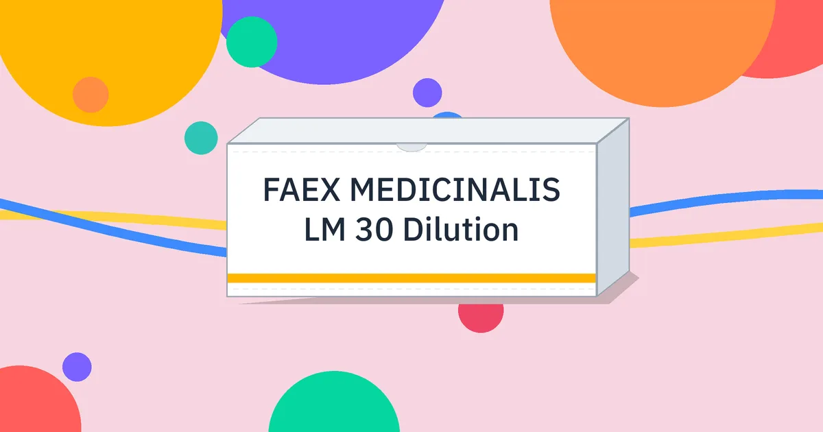 Symbolbild: Packung mit der Aufschrift FAEX MEDICINALIS LM 30 Dilution (PZN 13486257) – Verfügbarkeit und Bezug in Apotheken in Frankfurt am Main