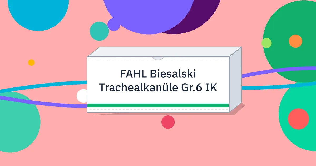 Symbolbild: Packung mit der Aufschrift FAHL Biesalski Trachealkanüle Gr.6 IK (PZN 14003054) – Verfügbarkeit und Bezug in Apotheken in Frankfurt am Main