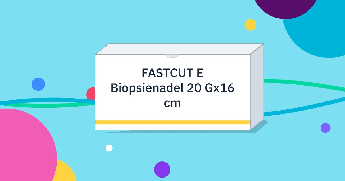 Symbolbild: Packung mit der Aufschrift FASTCUT E Biopsienadel 20 Gx16 cm (PZN 16922612) – Verfügbarkeit und Bezug in Apotheken in Frankfurt am Main