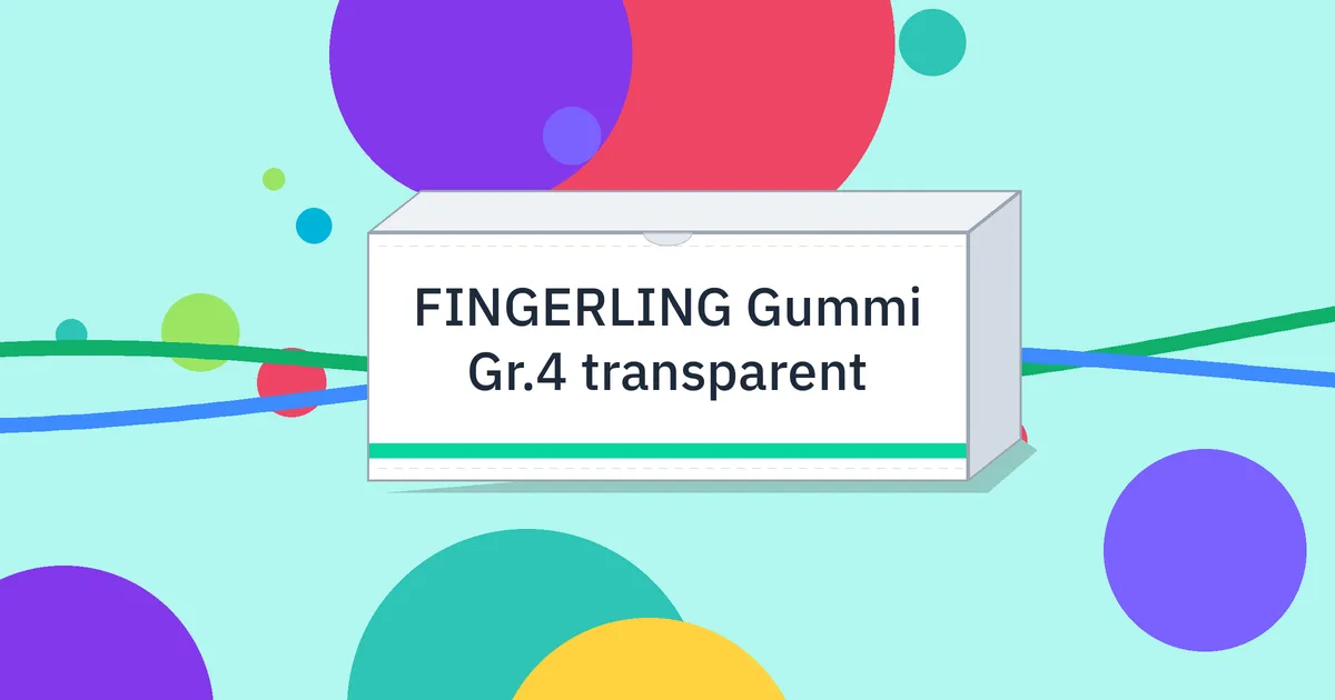 Symbolbild: Packung mit der Aufschrift FINGERLING Gummi Gr.4 transparent (PZN 01726897) – Verfügbarkeit und Bezug in Apotheken in Frankfurt am Main