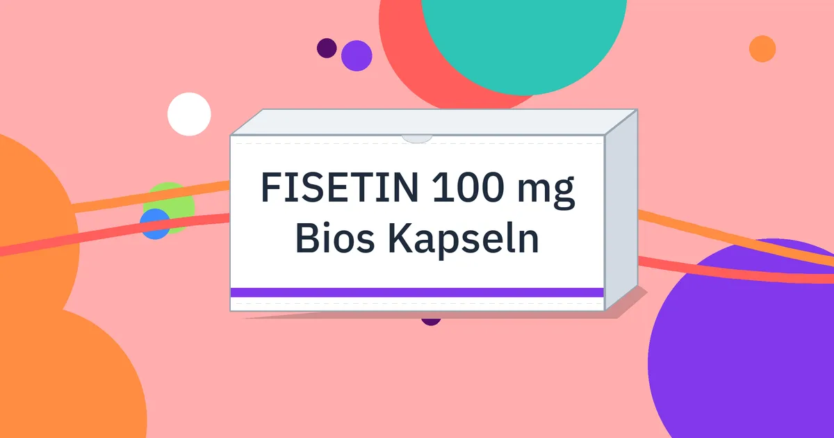 Symbolbild: Packung mit der Aufschrift FISETIN 100 mg Bios Kapseln (PZN 20806768) – Verfügbarkeit und Bezug in Apotheken in Frankfurt am Main