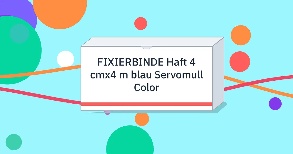 Symbolbild: Packung mit der Aufschrift FIXIERBINDE Haft 4 cmx4 m blau Servomull Color (PZN 04761598) – Verfügbarkeit und Bezug in Apotheken in Frankfurt am Main