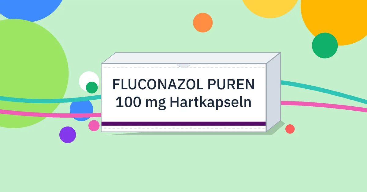 Symbolbild: Packung mit der Aufschrift FLUCONAZOL PUREN 100 mg Hartkapseln (PZN 11354729) – Verfügbarkeit und Bezug in Apotheken in Frankfurt am Main