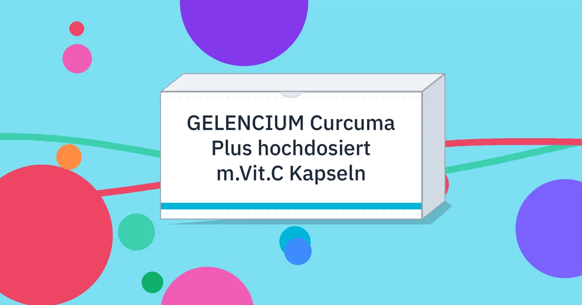 Symbolbild: Packung mit der Aufschrift GELENCIUM Curcuma Plus hochdosiert m.Vit.C Kapseln (PZN 18813181) – Verfügbarkeit und Bezug in Apotheken in Frankfurt am Main