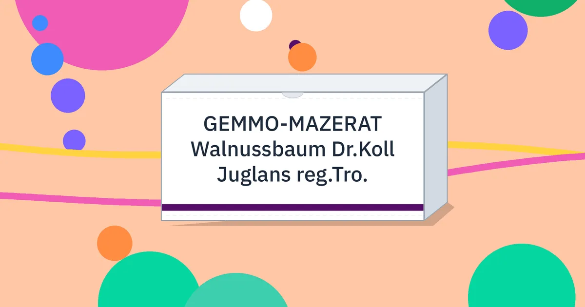 Symbolbild: Packung mit der Aufschrift GEMMO-MAZERAT Walnussbaum Dr.Koll Juglans reg.Tro. (PZN 20059917) – Verfügbarkeit und Bezug in Apotheken in Frankfurt am Main