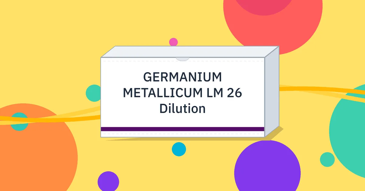 Symbolbild: Packung mit der Aufschrift GERMANIUM METALLICUM LM 26 Dilution (PZN 12877352) – Verfügbarkeit und Bezug in Apotheken in Frankfurt am Main