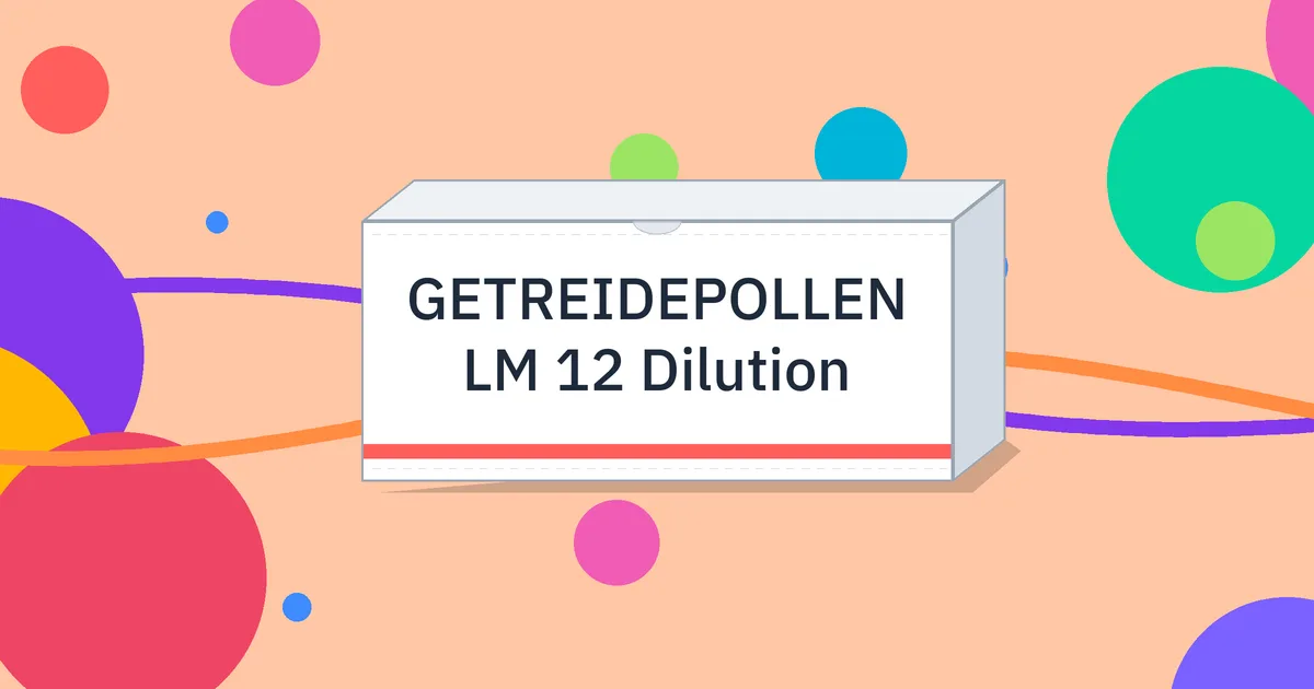 Symbolbild: Packung mit der Aufschrift GETREIDEPOLLEN LM 12 Dilution (PZN 12877636) – Verfügbarkeit und Bezug in Apotheken in Frankfurt am Main