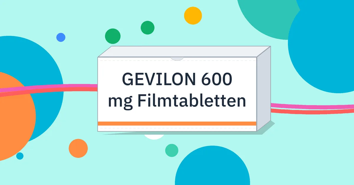 Symbolbild: Packung mit der Aufschrift GEVILON 600 mg Filmtabletten (PZN 00256863) – Verfügbarkeit und Bezug in Apotheken in Frankfurt am Main