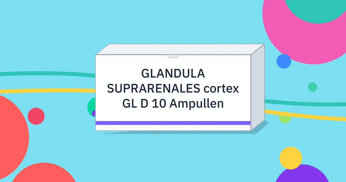 Symbolbild: Packung mit der Aufschrift GLANDULA SUPRARENALES cortex GL D 10 Ampullen (PZN 03357174) – Verfügbarkeit und Bezug in Apotheken in Frankfurt am Main