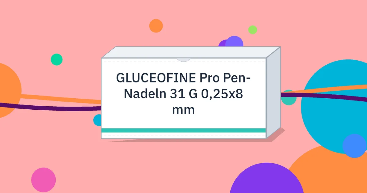 Symbolbild: Packung mit der Aufschrift GLUCEOFINE Pro Pen-Nadeln 31 G 0,25x8 mm (PZN 14006176) – Verfügbarkeit und Bezug in Apotheken in Frankfurt am Main