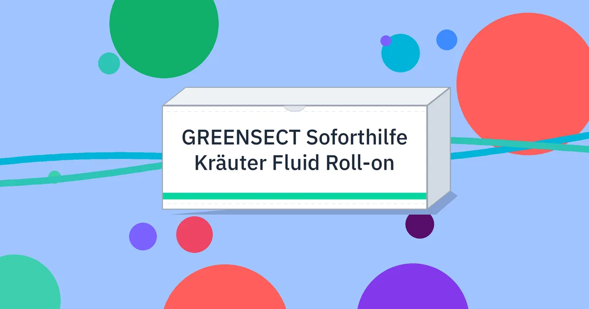 Symbolbild: Packung mit der Aufschrift GREENSECT Soforthilfe Kräuter Fluid Roll-on (PZN 16796389) – Verfügbarkeit und Bezug in Apotheken in Frankfurt am Main