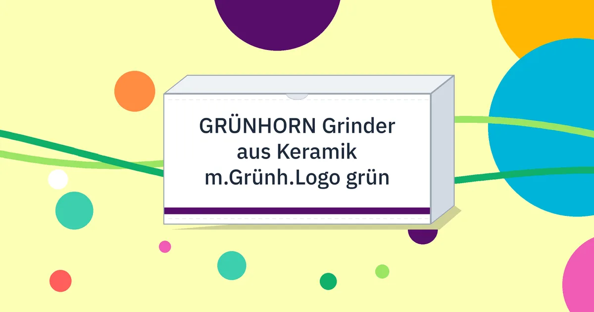 Symbolbild: Packung mit der Aufschrift GRÜNHORN Grinder aus Keramik m.Grünh.Logo grün (PZN 17947324) – Verfügbarkeit und Bezug in Apotheken in Frankfurt am Main