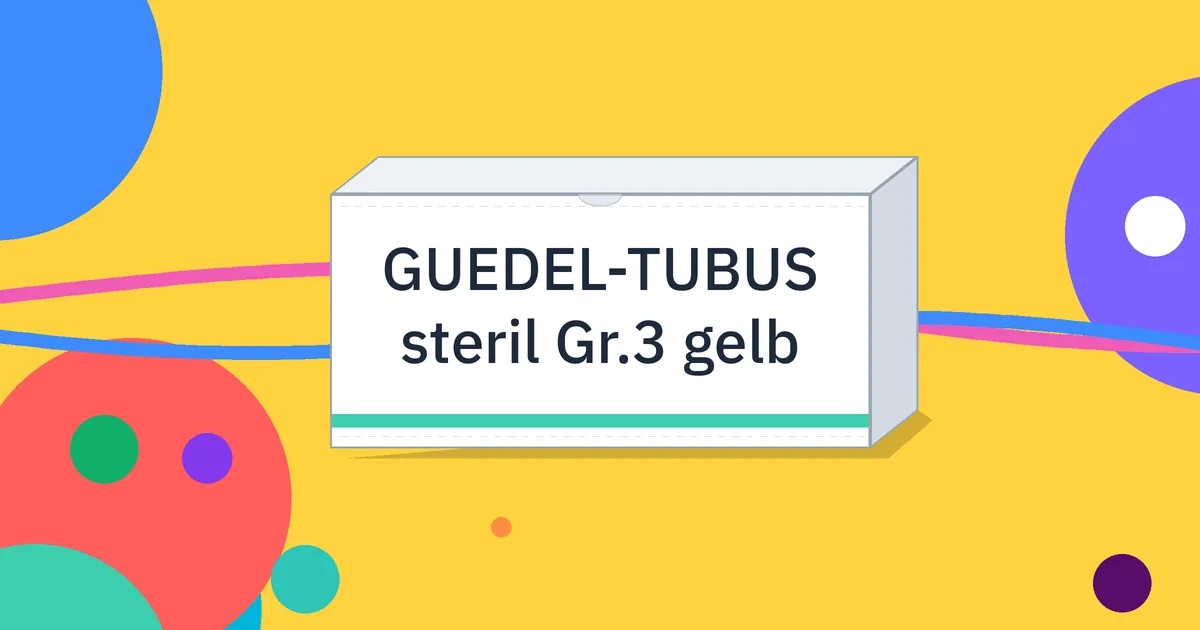 Symbolbild: Packung mit der Aufschrift GUEDEL-TUBUS steril Gr.3 gelb (PZN 13833061) – Verfügbarkeit und Bezug in Apotheken in Frankfurt am Main
