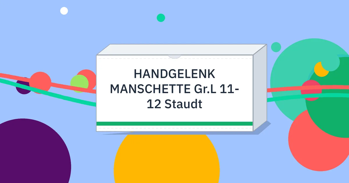 Symbolbild: Packung mit der Aufschrift HANDGELENK MANSCHETTE Gr.L 11-12 Staudt (PZN 11152730) – Verfügbarkeit und Bezug in Apotheken in Frankfurt am Main