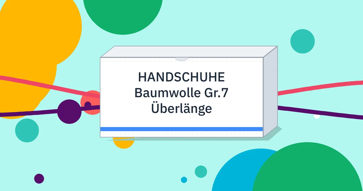 Symbolbild: Packung mit der Aufschrift HANDSCHUHE Baumwolle Gr.7 Überlänge (PZN 07345570) – Verfügbarkeit und Bezug in Apotheken in Frankfurt am Main