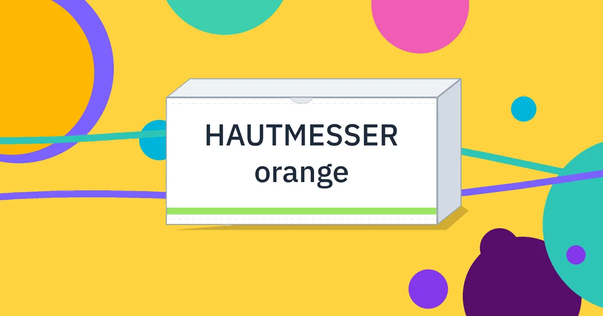 Symbolbild: Packung mit der Aufschrift HAUTMESSER orange (PZN 01516852) – Verfügbarkeit und Bezug in Apotheken in Frankfurt am Main