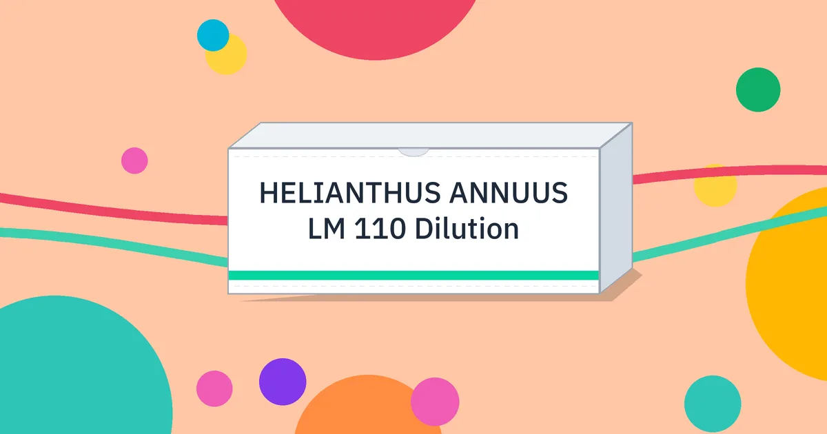 Symbolbild: Packung mit der Aufschrift HELIANTHUS ANNUUS LM 110 Dilution (PZN 12886090) – Verfügbarkeit und Bezug in Apotheken in Frankfurt am Main