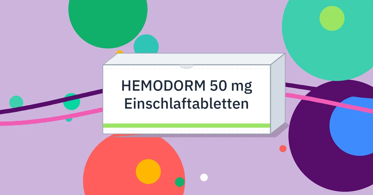 Symbolbild: Packung mit der Aufschrift HEMODORM 50 mg Einschlaftabletten (PZN 03078669) – Verfügbarkeit und Bezug in Apotheken in Frankfurt am Main