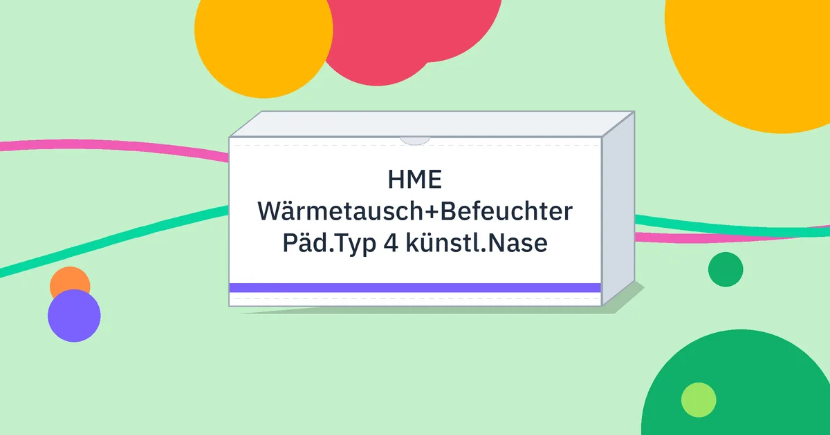 Symbolbild: Packung mit der Aufschrift HME Wärmetausch+Befeuchter Päd.Typ 4 künstl.Nase (PZN 20857949) – Verfügbarkeit und Bezug in Apotheken in Frankfurt am Main