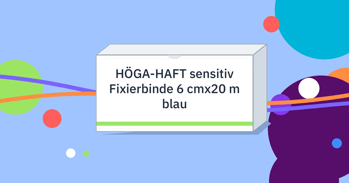 Symbolbild: Packung mit der Aufschrift HÖGA-HAFT sensitiv Fixierbinde 6 cmx20 m blau (PZN 20113232) – Verfügbarkeit und Bezug in Apotheken in Frankfurt am Main