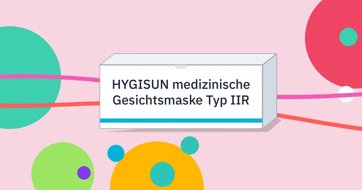Symbolbild: Packung mit der Aufschrift HYGISUN medizinische Gesichtsmaske Typ IIR (PZN 17231904) – Verfügbarkeit und Bezug in Apotheken in Frankfurt am Main