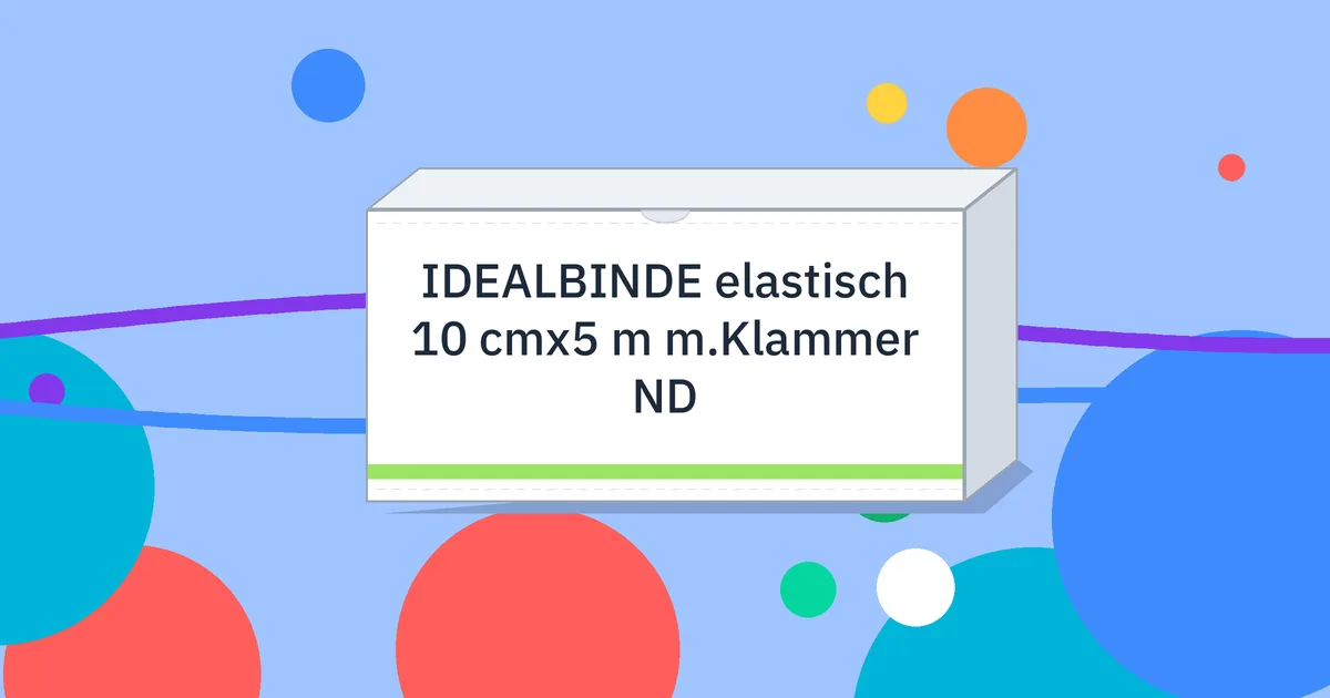 Symbolbild: Packung mit der Aufschrift IDEALBINDE elastisch 10 cmx5 m m.Klammer ND (PZN 07388444) – Verfügbarkeit und Bezug in Apotheken in Frankfurt am Main