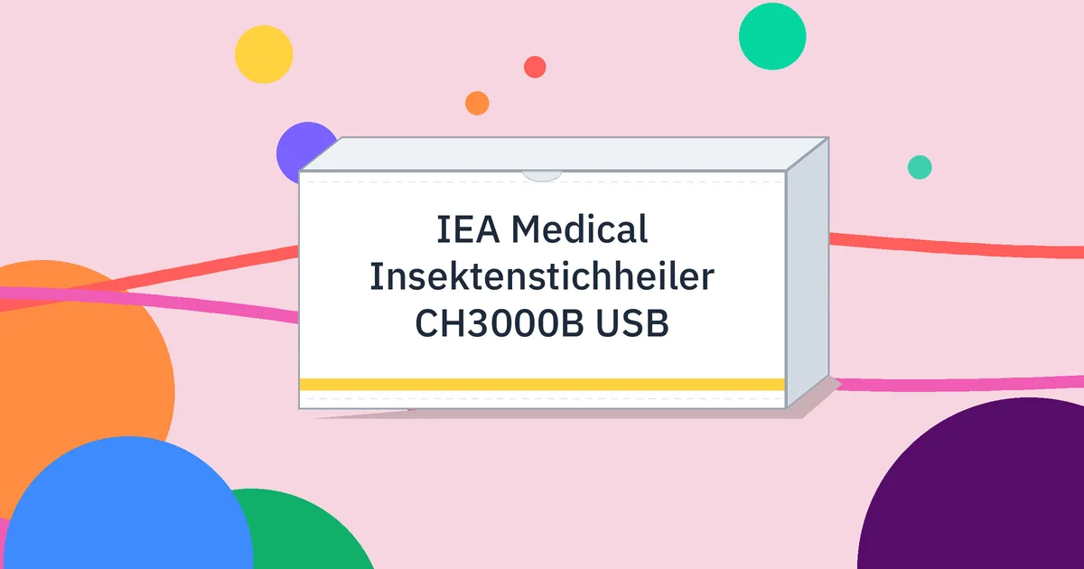 Symbolbild: Packung mit der Aufschrift IEA Medical Insektenstichheiler CH3000B USB (PZN 19802179) – Verfügbarkeit und Bezug in Apotheken in Frankfurt am Main