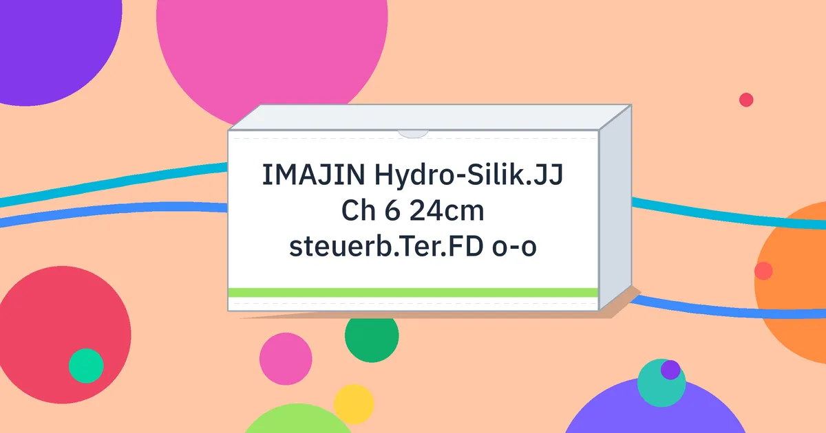 Symbolbild: Packung mit der Aufschrift IMAJIN Hydro-Silik.JJ Ch 6 24cm steuerb.Ter.FD o-o (PZN 17999019) – Verfügbarkeit und Bezug in Apotheken in Frankfurt am Main