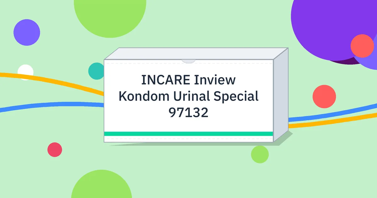 Symbolbild: Packung mit der Aufschrift INCARE Inview Kondom Urinal Special 97132 (PZN 02185133) – Verfügbarkeit und Bezug in Apotheken in Frankfurt am Main