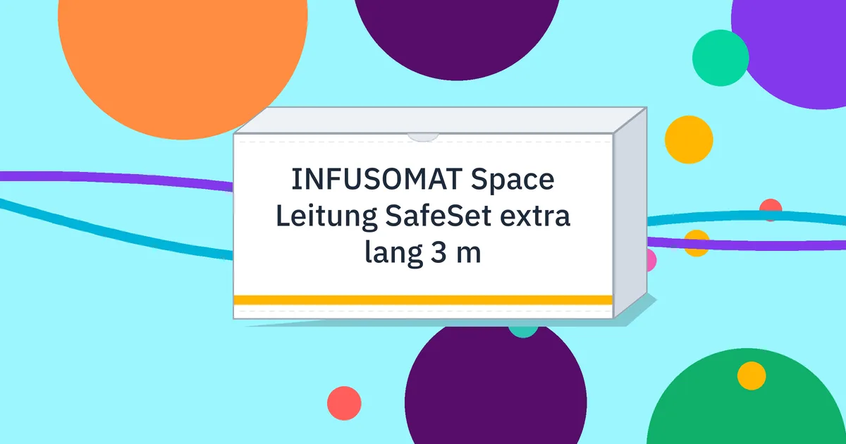 Symbolbild: Packung mit der Aufschrift INFUSOMAT Space Leitung SafeSet extra lang 3 m (PZN 10028560) – Verfügbarkeit und Bezug in Apotheken in Frankfurt am Main