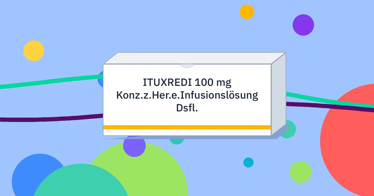 Symbolbild: Packung mit der Aufschrift ITUXREDI 100 mg Konz.z.Her.e.Infusionslösung Dsfl. (PZN 19074509) – Verfügbarkeit und Bezug in Apotheken in Frankfurt am Main
