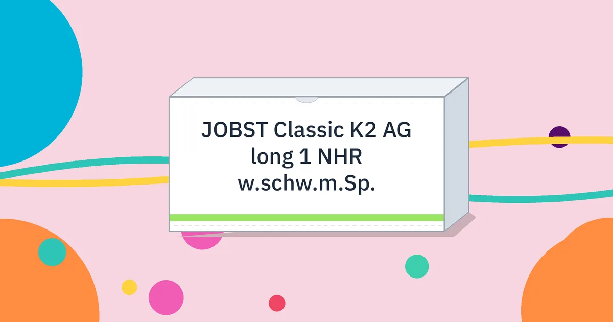 Symbolbild: Packung mit der Aufschrift JOBST Classic K2 AG long 1 NHR w.schw.m.Sp. (PZN 11269981) – Verfügbarkeit und Bezug in Apotheken in Frankfurt am Main