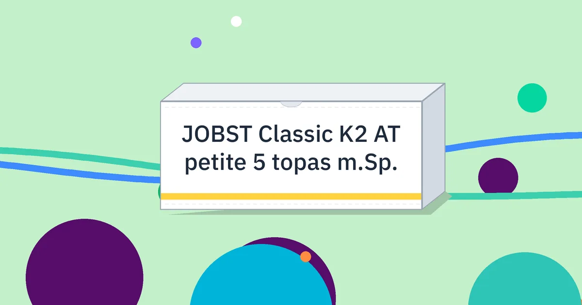 Symbolbild: Packung mit der Aufschrift JOBST Classic K2 AT petite 5 topas m.Sp. (PZN 13067968) – Verfügbarkeit und Bezug in Apotheken in Frankfurt am Main